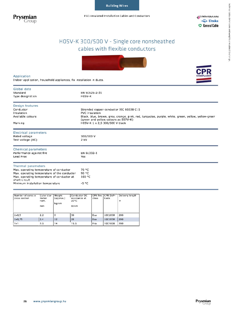 Prysmian - H07V-K | PDF