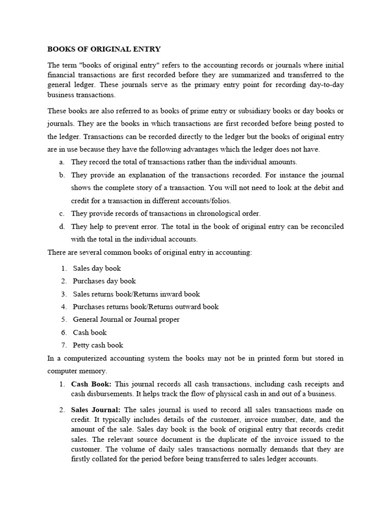 VgNOTE 5 Books of Original Entry I | PDF | Debits And Credits ...