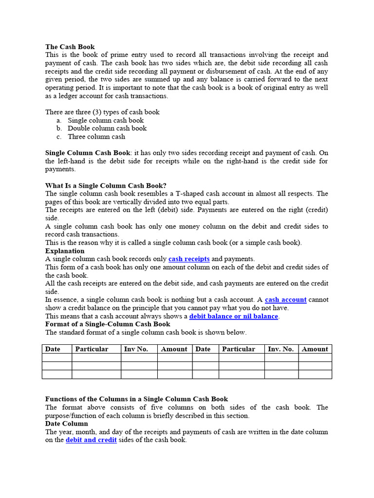 Note 5 the Cash Book II | PDF | Debits And Credits | Overdraft