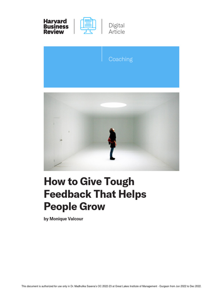 How To Give Tough Feedback That Helps People Grow | PDF | Social Psychology
