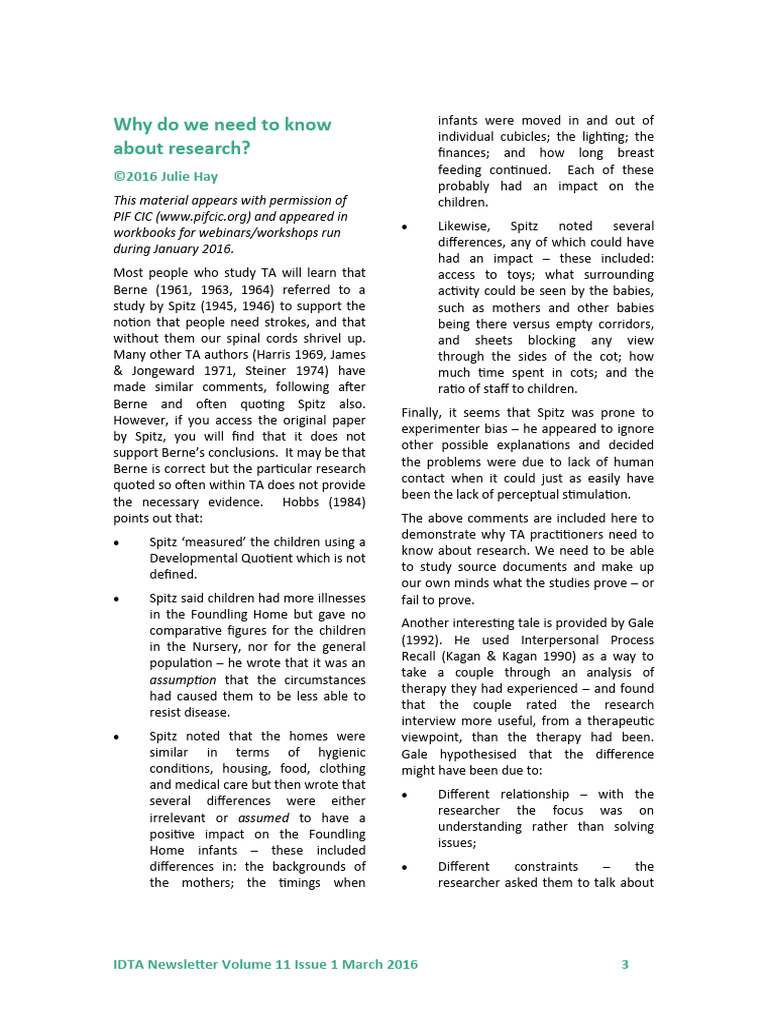 Why do we need to know about research (Hay J.) | PDF | Psychotherapy ...