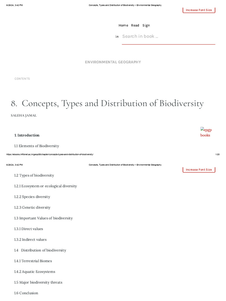 Concepts, Types and Distribution of Biodiversity – Environmental ...