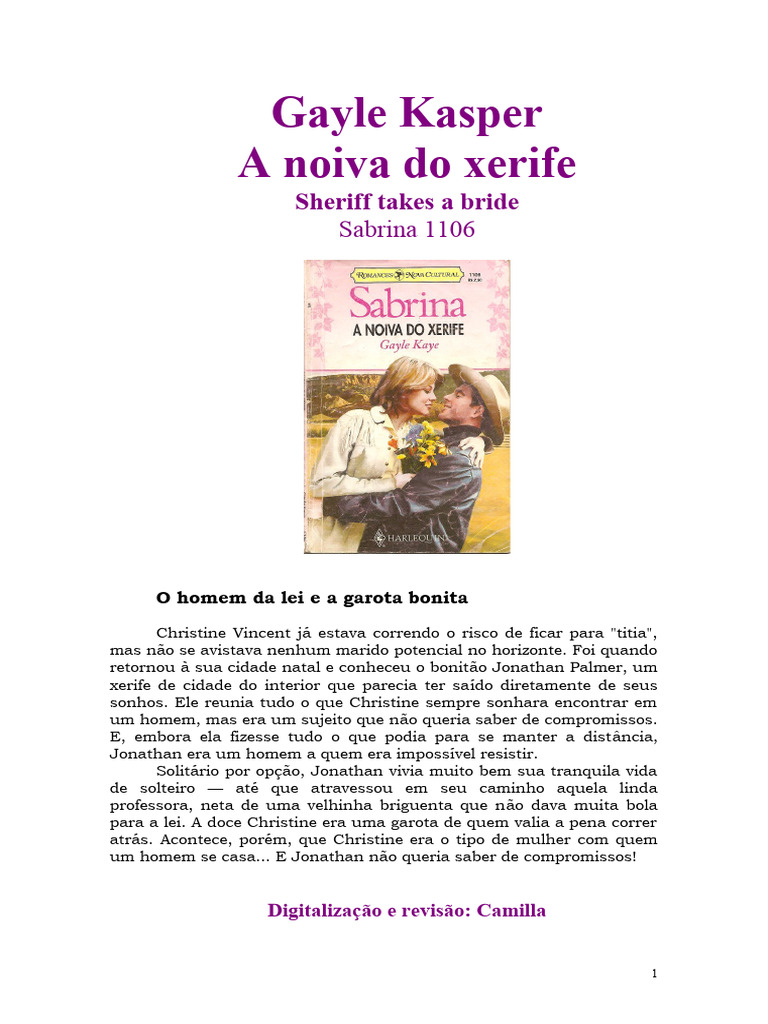 Gayle Kasper - A Noiva Do Xerife - Sheriff Takes A Bride - Sabrina 1106 | PDF | Bode