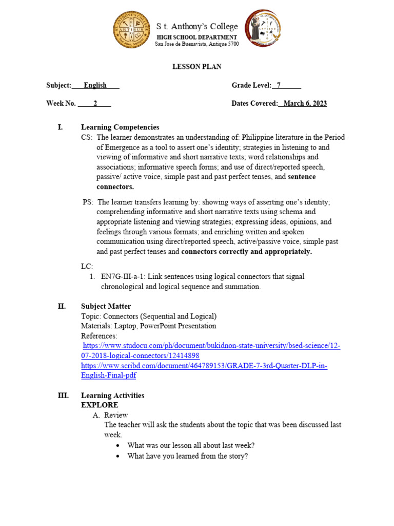 LESSON PLAN Pre demo | PDF | Learning | Lesson Plan