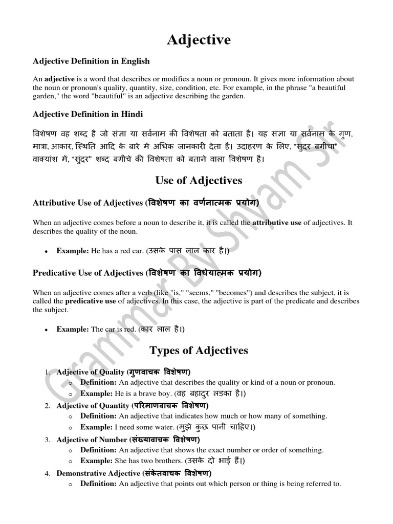 Adjective Full Theory | PDF | Adjective | Noun