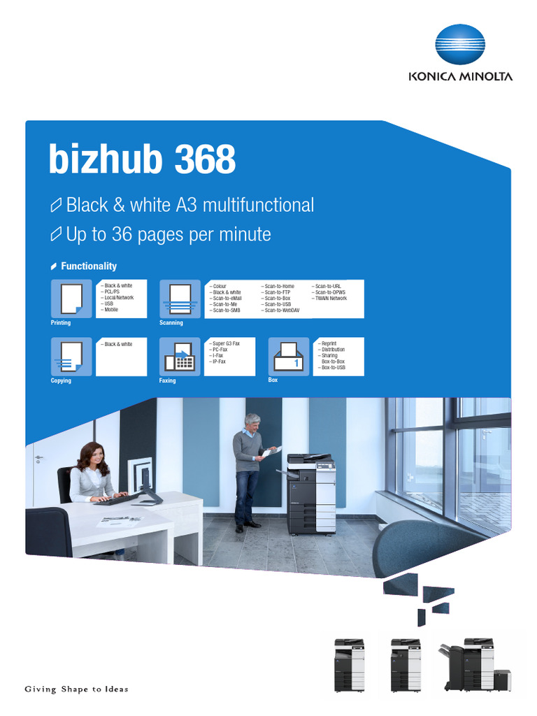Bizhub 368 Machine Brochure | PDF | Fax | Computer Network