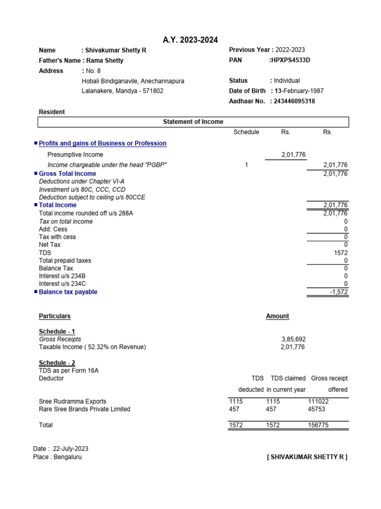 Computation | PDF | Tax Deduction | Income