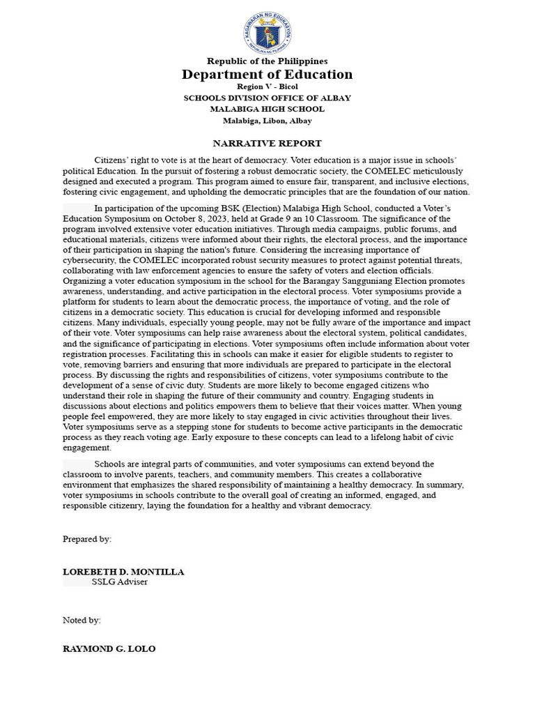 Narrative (Voter Educ) | PDF | Elections | Democracy