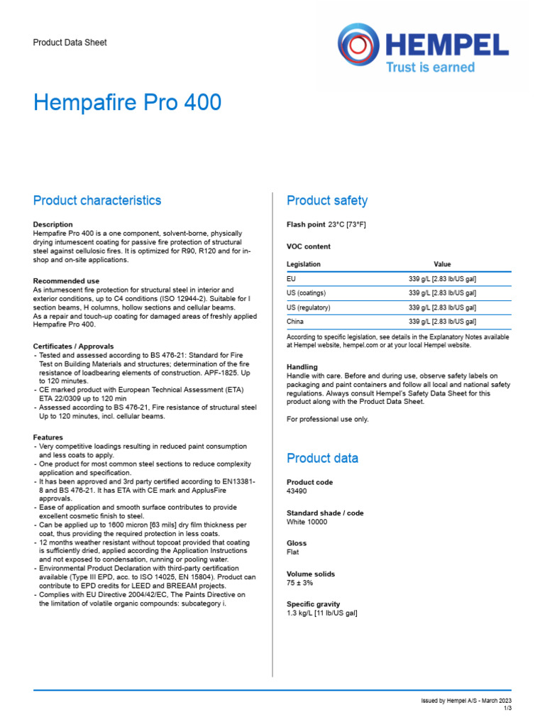 Hempafire Pro 400 | PDF | Structural Steel | Paint