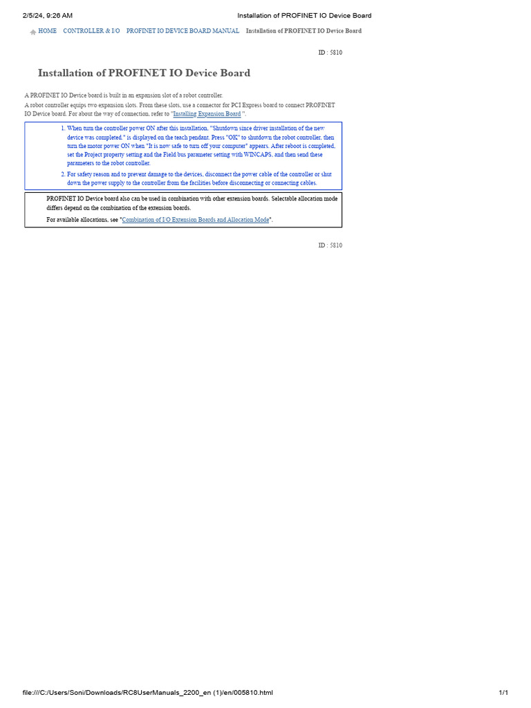 Installation of PROFINET IO Device Board | PDF | Computers