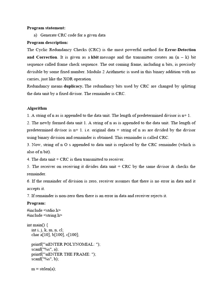 Program 8 CRC | PDF | Abstract Algebra | Computer Science