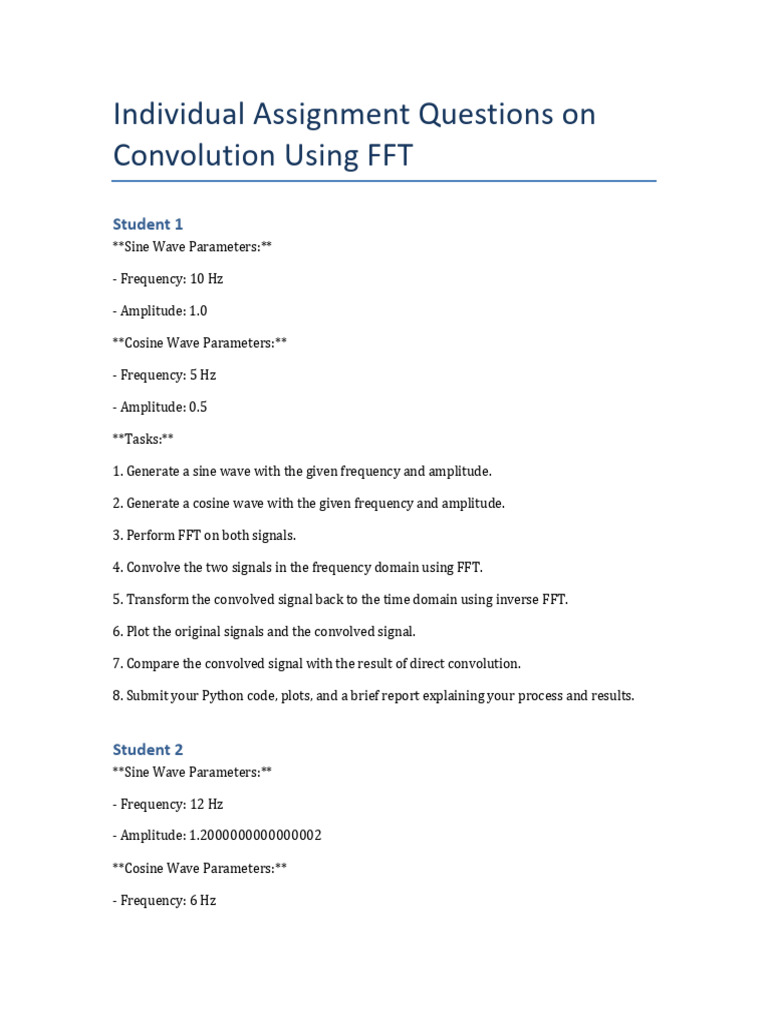 FFT Convolution Assignments | PDF | Convolution | Frequency
