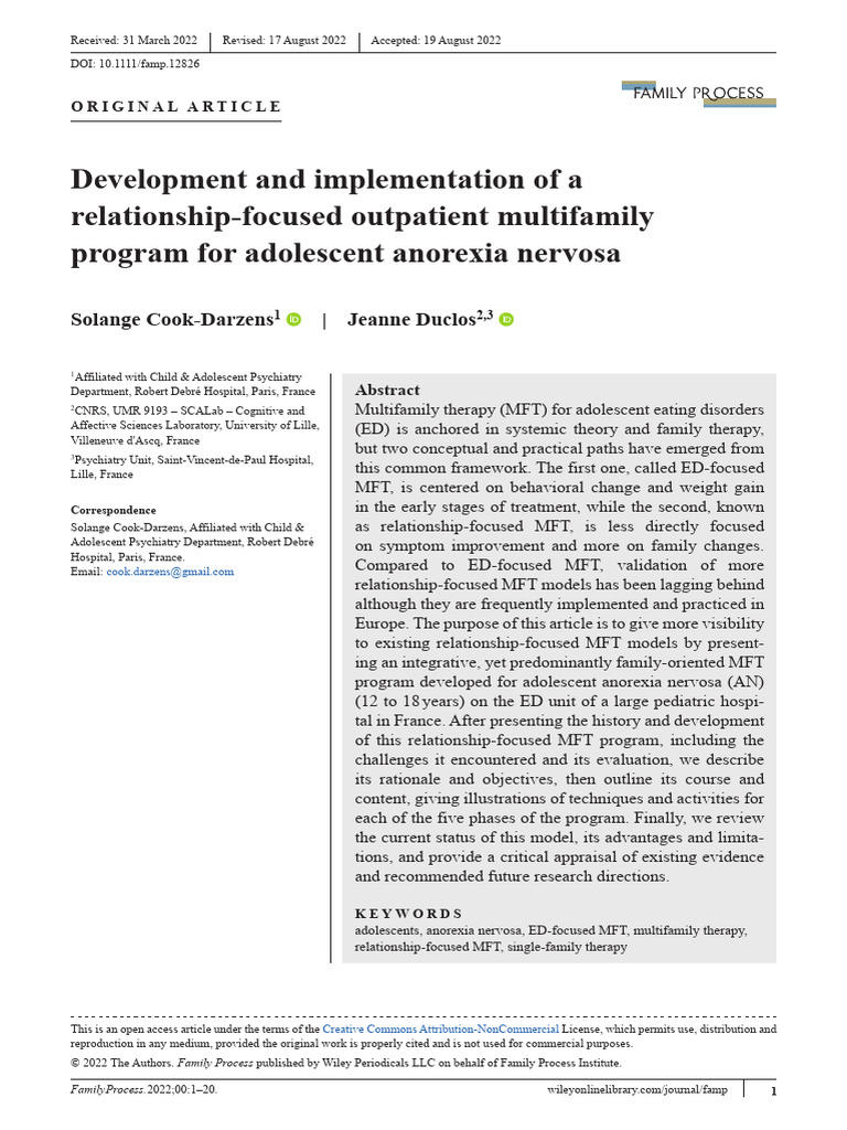 Family Process - 2022 - Cook Darzens - Development and Implementation ...