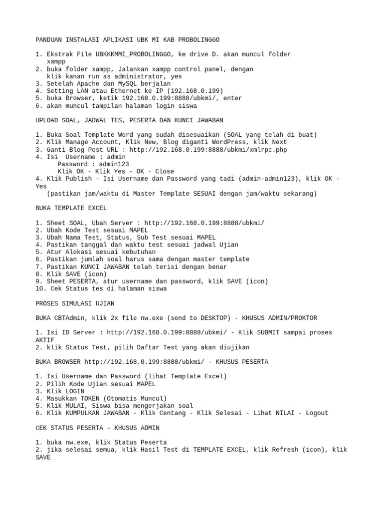 Panduan Aplikasi Ubk | PDF