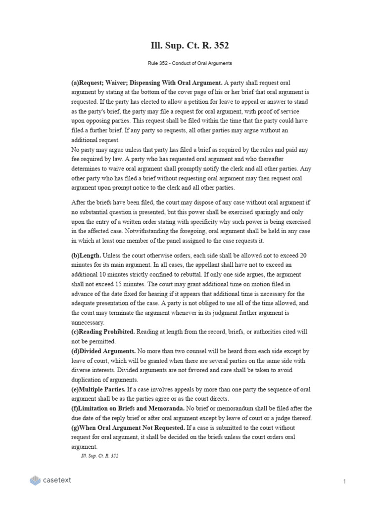 Rule 352 - Conduct of Oral Arguments | PDF | Brief (Law) | Procedures ...
