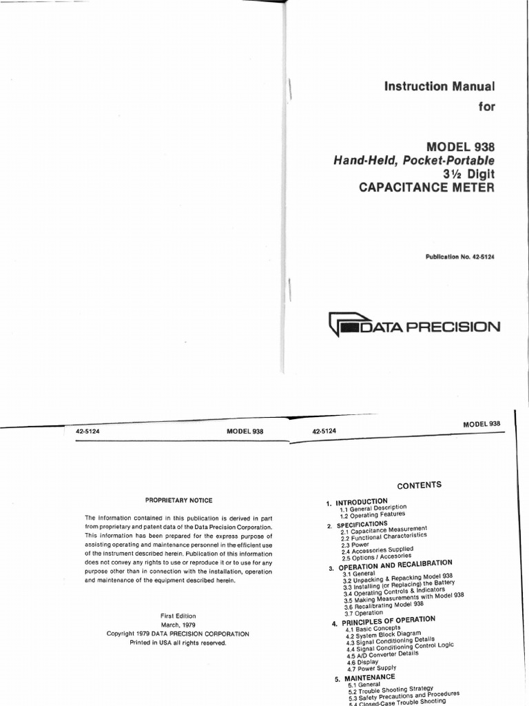 938 Handheld Capacitance Meter Operator Manual | PDF | Capacitor ...