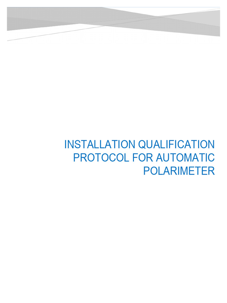 Installation Qualification Protocol For Automatic Polarimeter | PDF ...