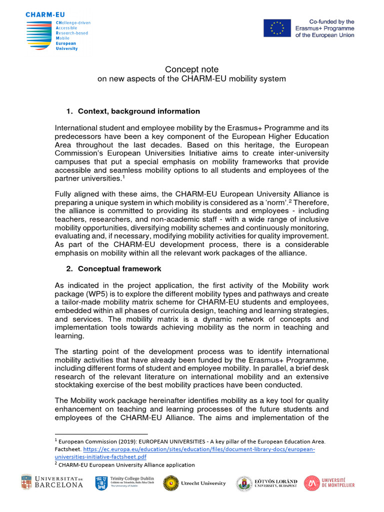 CHARM-EU - Concept Note On Mobility | PDF | Curriculum | Learning