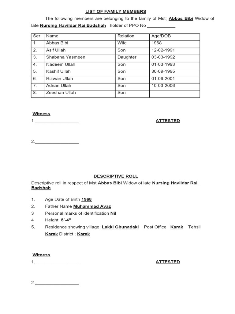 Blank Form of Widow | PDF