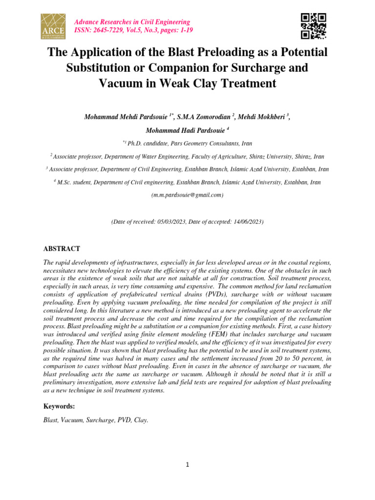The Application of The Blast Preloading As A Potential Substitution or ...