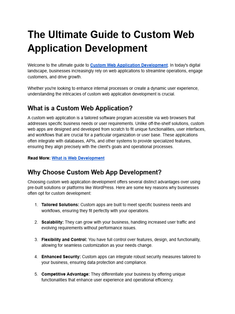 The Ultimate Guide To Custom Web Application Development | PDF | Web Application | World Wide Web