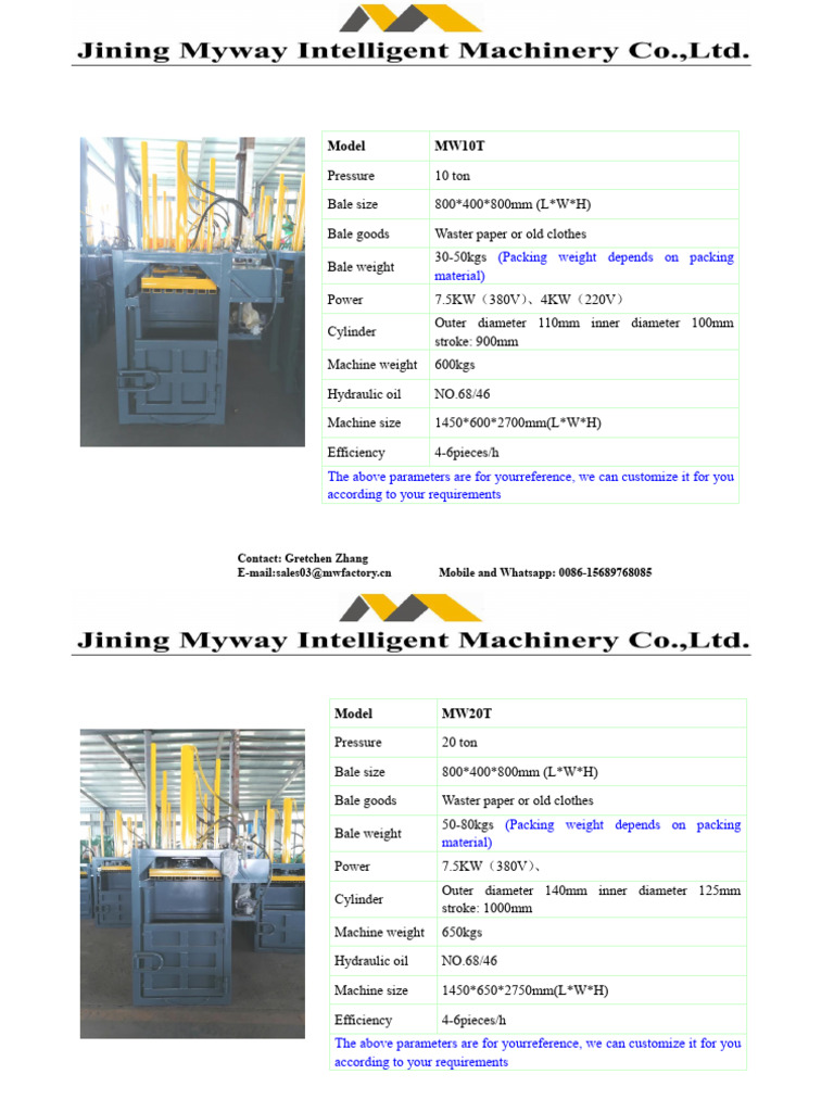 Bale Compressor Machine Specifications | PDF | Mechanical Engineering