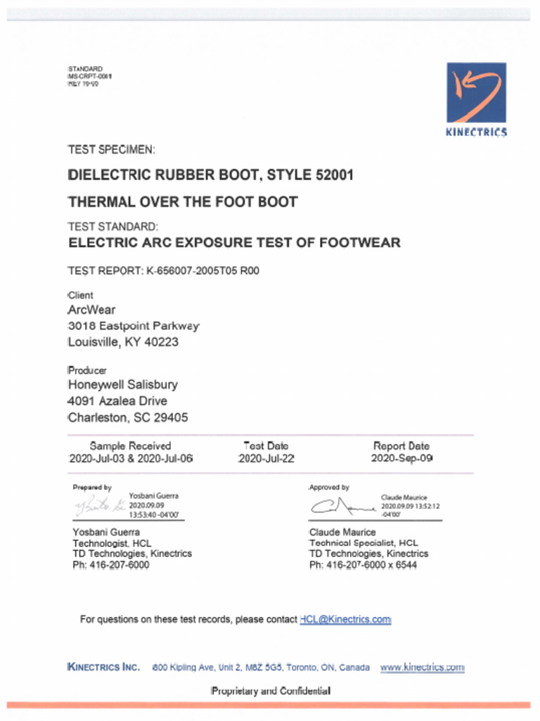 Sps His Arc Flash Test Report Electrigrip Thermal Boots 52001 | PDF