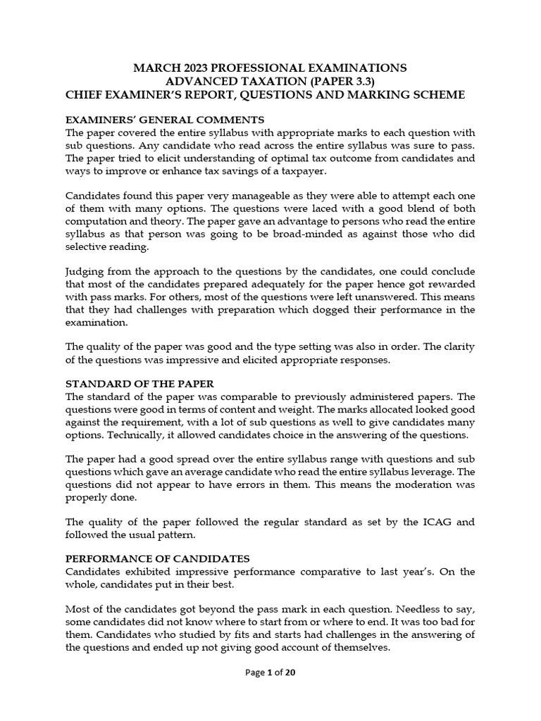 Advanced Taxation Paper 3.3march 2023 | PDF | Taxes | Double Taxation