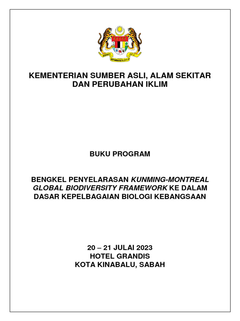 Buku Program Bengkel Penyelarasan KMGBF Ke DKBK Di Sabah | PDF