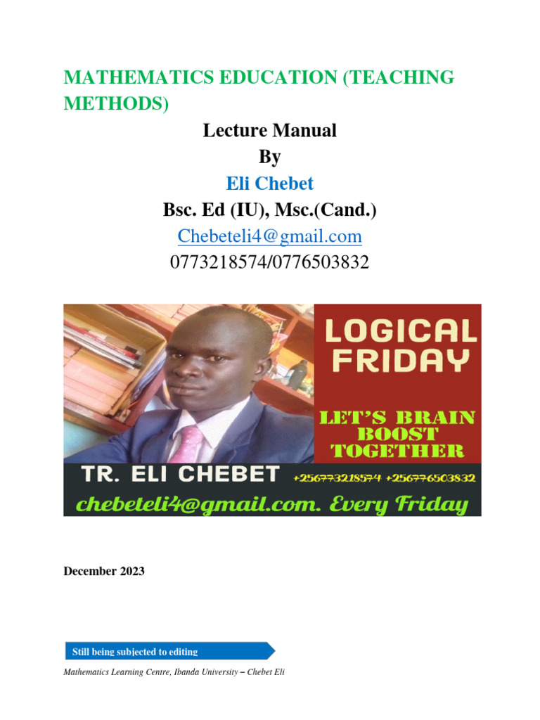 Mathematics Teaching Methods Manual | PDF | Educational Assessment | Mathematics