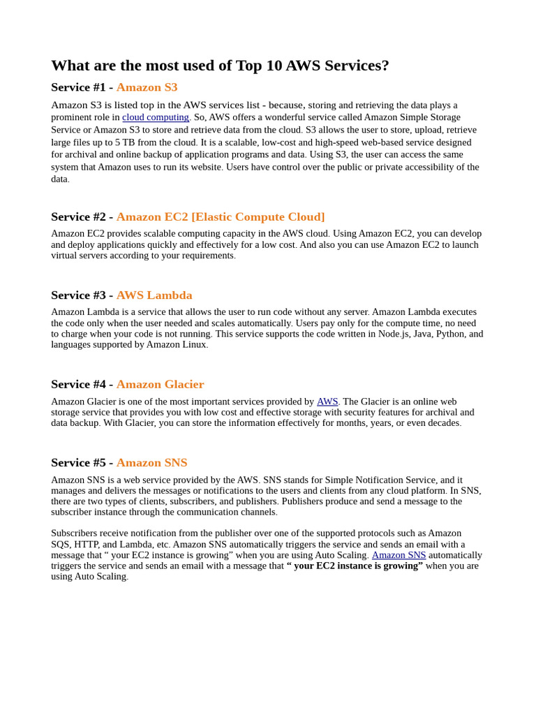 AWS Services | PDF | Amazon Web Services | Cloud Computing