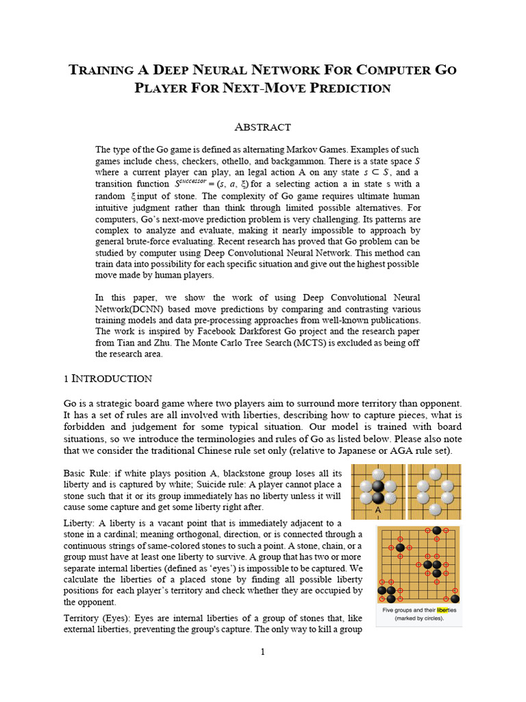 Training A Deep Neural Network For Computer Go Player For Next Move Prediction | PDF | Applied ...