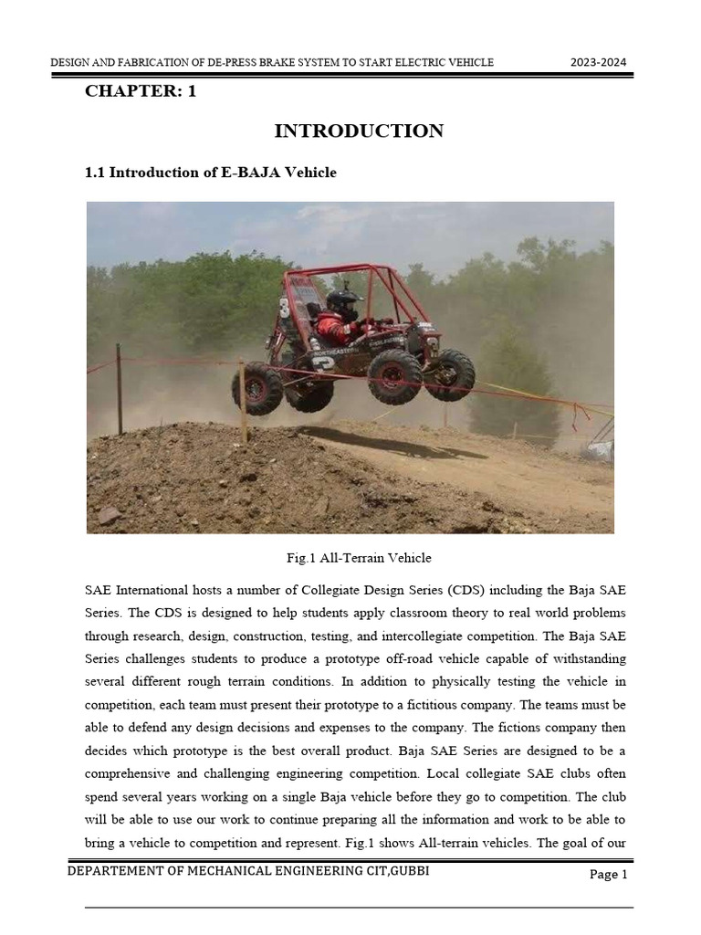 Design and Fabrication of De-Press Brake System To Start Electric Vehicle | PDF | Electric ...