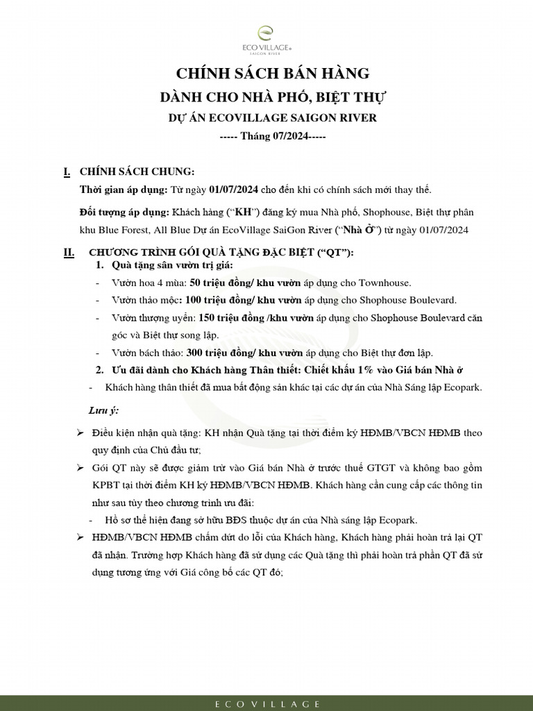 EVSRV - All Blue - Blue Forest - CSBH01 - HĐMB - VBCN | PDF