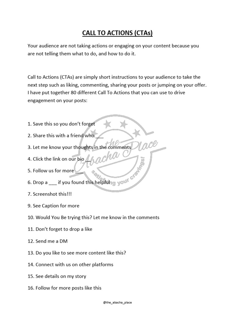 80 Actionable Invites Call To Actions For Creators | PDF | Software ...