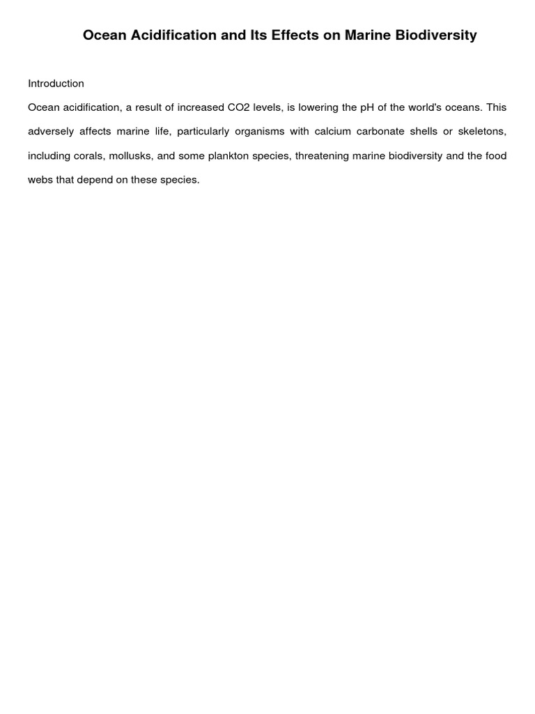 Ocean Acidification and Its Effects On Marine Biodiversity | PDF