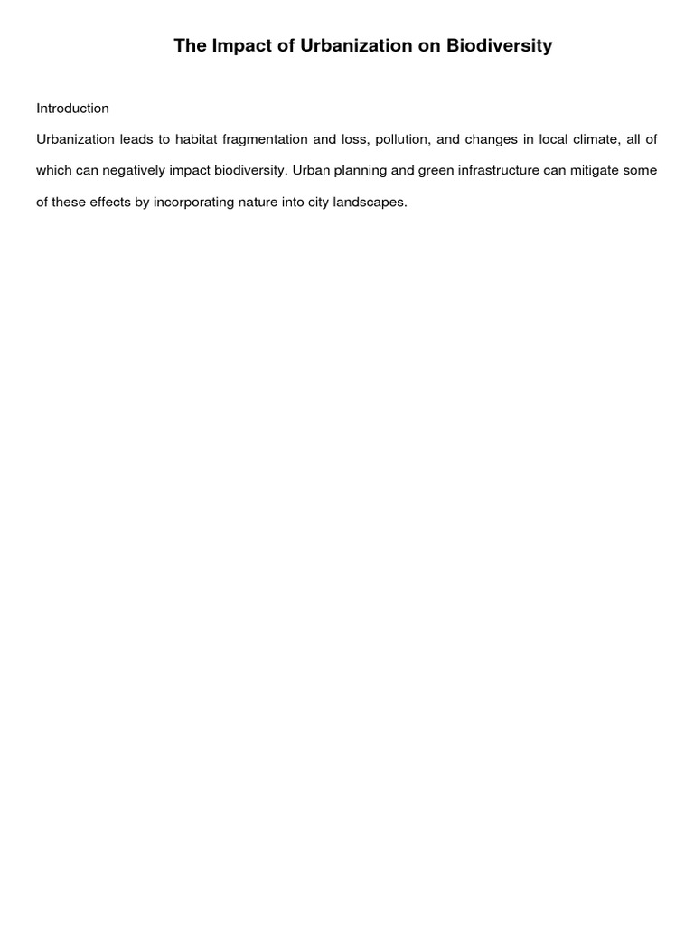 The Impact of Urbanization On Biodiversity | PDF | Science & Mathematics