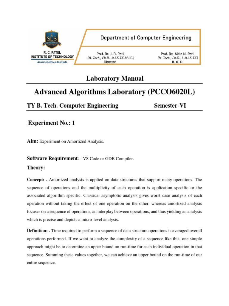Amortized Analysis Lab Pdf Algorithms And Data Structures Computer Programming 