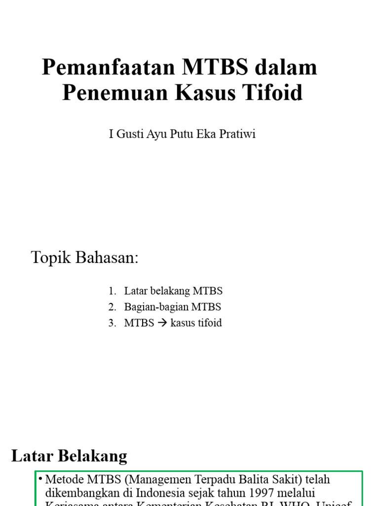 Pemanfaatan MTBS Dalam Penemuan Kasus Tifoid | PDF