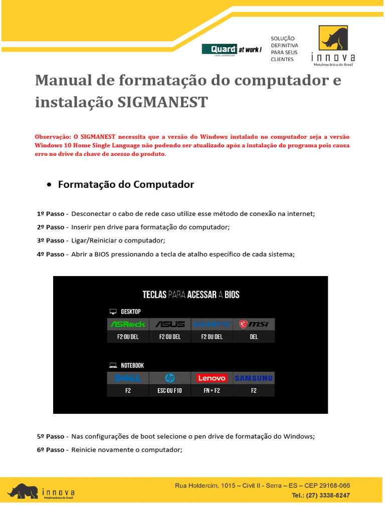 Manual Formatação e Instalação SigmaNest | PDF | Microsoft Windows ...