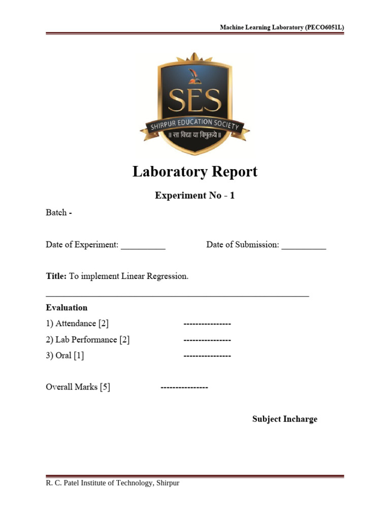 EXP-1-To Implement Linear Regression | PDF | Regression Analysis | Linear Regression