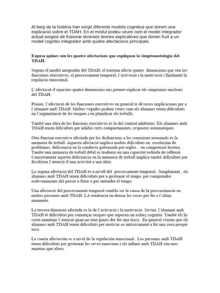 Modelo Integrador Tdah | PDF