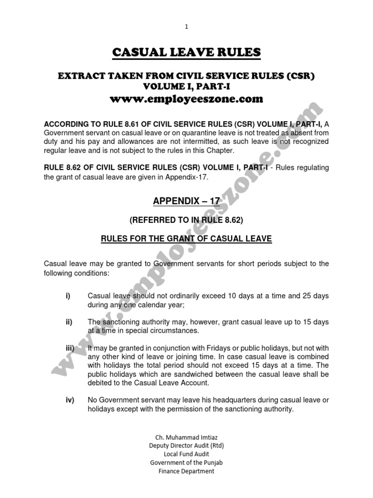 Casual Leave Rules-1 | PDF | Justice | Crime & Violence