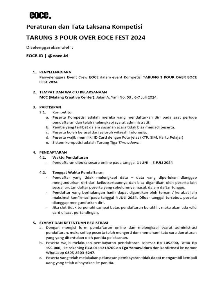 RNR - Tarung 3 Pourover - Eoce Fest 2024 | PDF