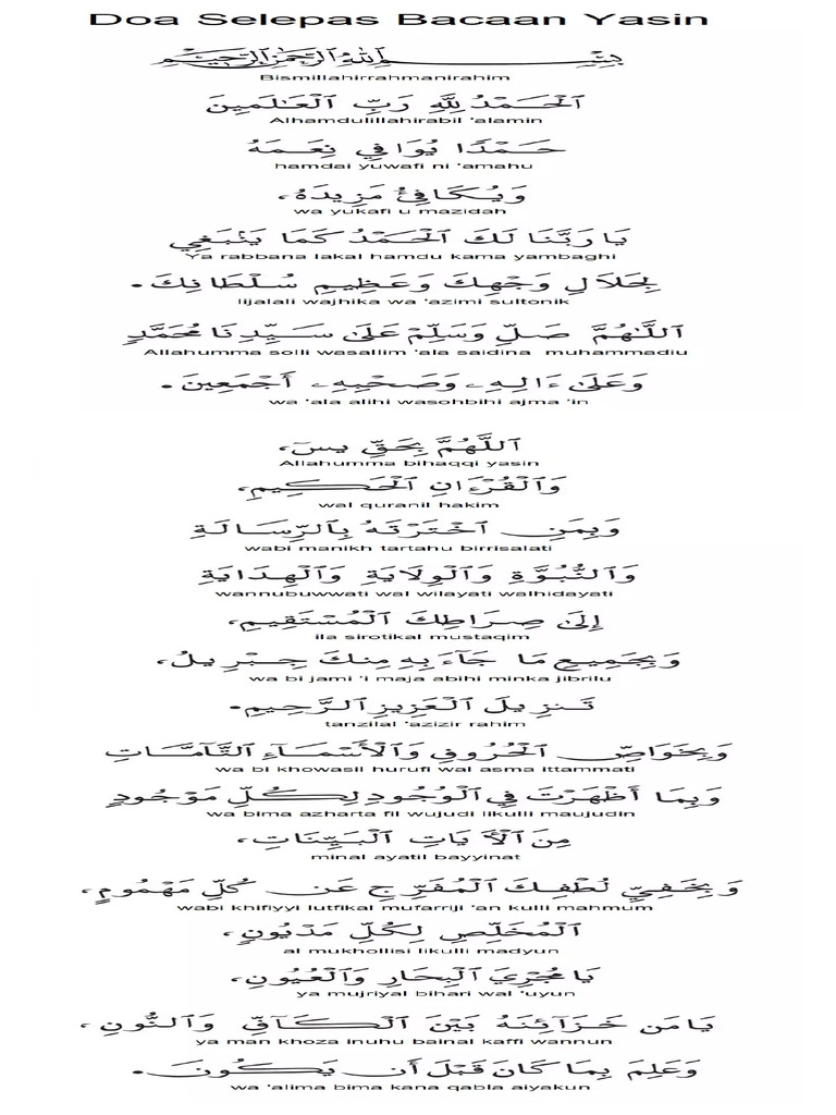 Doa Selepas Bacaan Yasin Dan Kelebihan Bacaan Yasin - Aku Muslim | PDF
