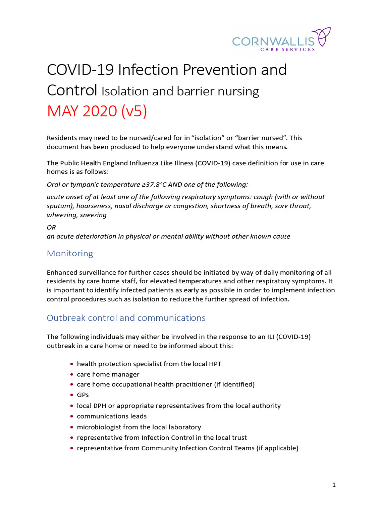 V5 Infection Control Barrier Nursing | PDF | Hygiene | Influenza