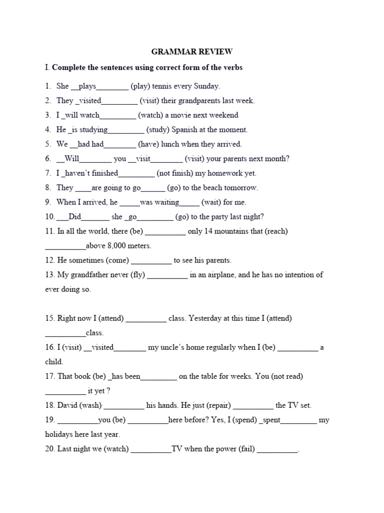 GRAMMAR REVIEW | PDF