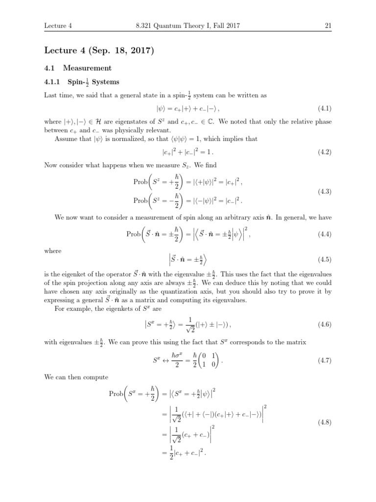 MIT8 321F17 Lec4 | PDF | Spin (Physics) | Quantum Mechanics