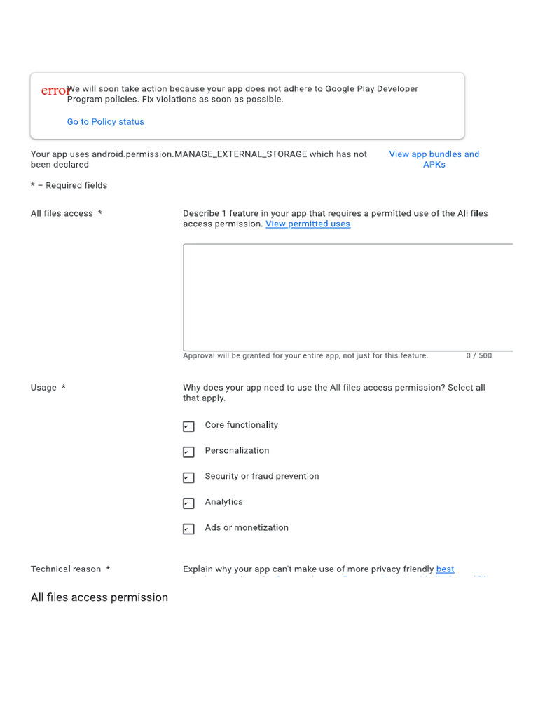 0043 Google Form Declaration All File Access Permission | PDF
