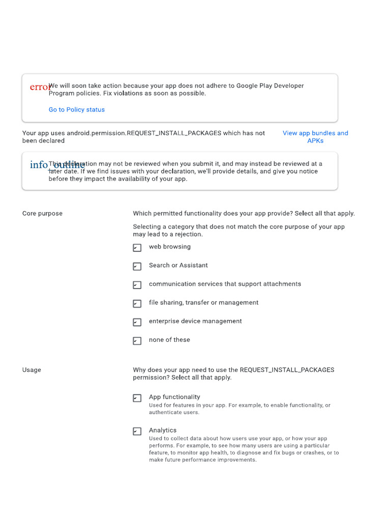 0049 Google Form Declaration Request Install Package Permission | PDF